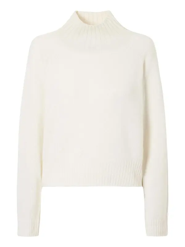 ALLUDE Mock Neck Cashmere Sweater - Cream