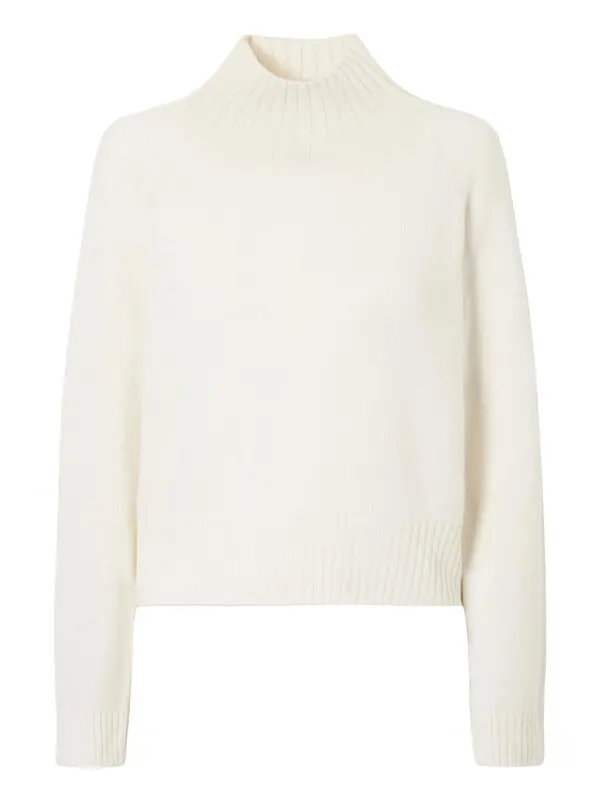 ALLUDE Mock Neck Cashmere Sweater - Neutrals
