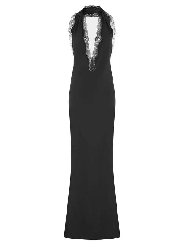 16Arlington Malena Gown With Lace Trim - Black