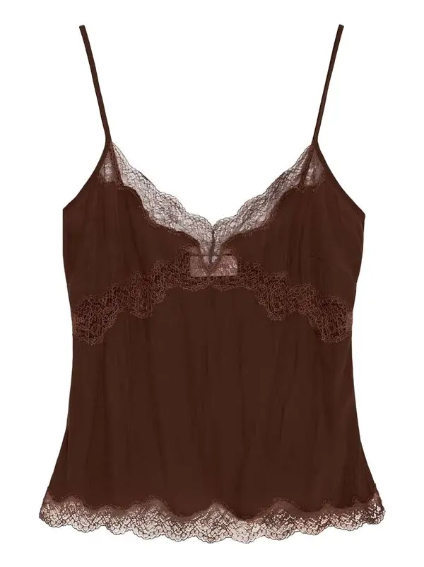 16Arlington Clio Lace-trimmed Satin Camisole - Chocolate