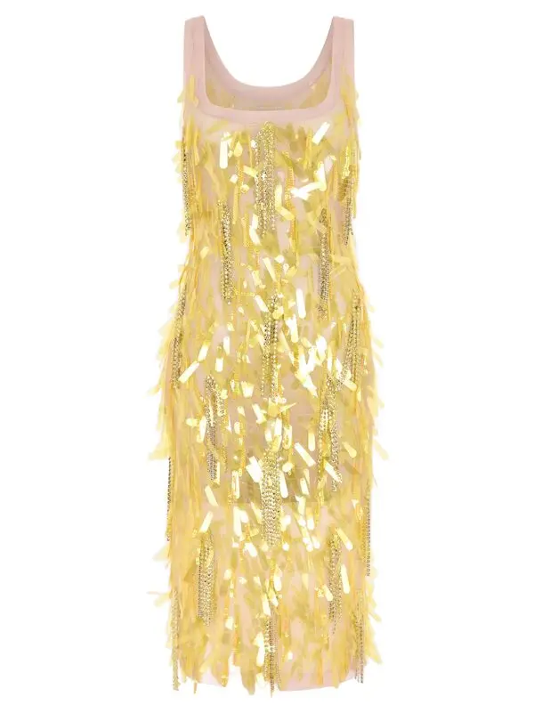 16Arlington Shani Midi Dress In Sequin - Yellow
