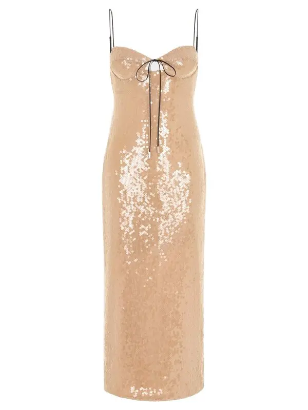 16Arlington Che Sequin Midi Dress - Nude
