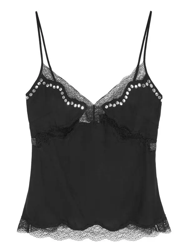 16Arlington Clio Scalloped Lace Top - Black