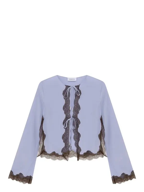 16Arlington Filipa Cardigan With Lace Trim - Pale Lilac