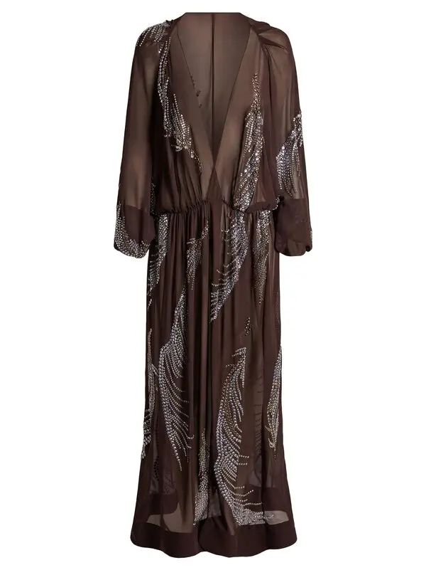 16Arlington Silas Midi Dress With Feather Crystal Embellishments - Dark Chocolate