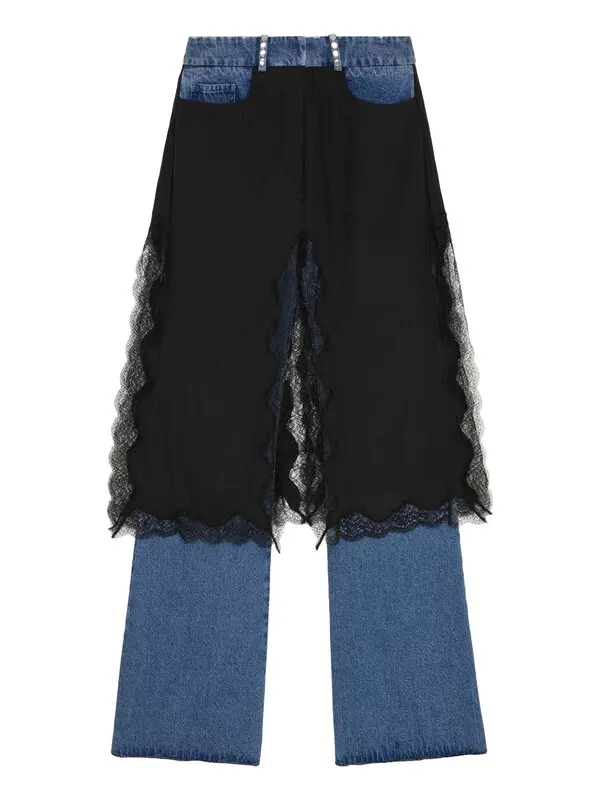 16Arlington Kia Trouser With Lace Overlay - Blue Denim