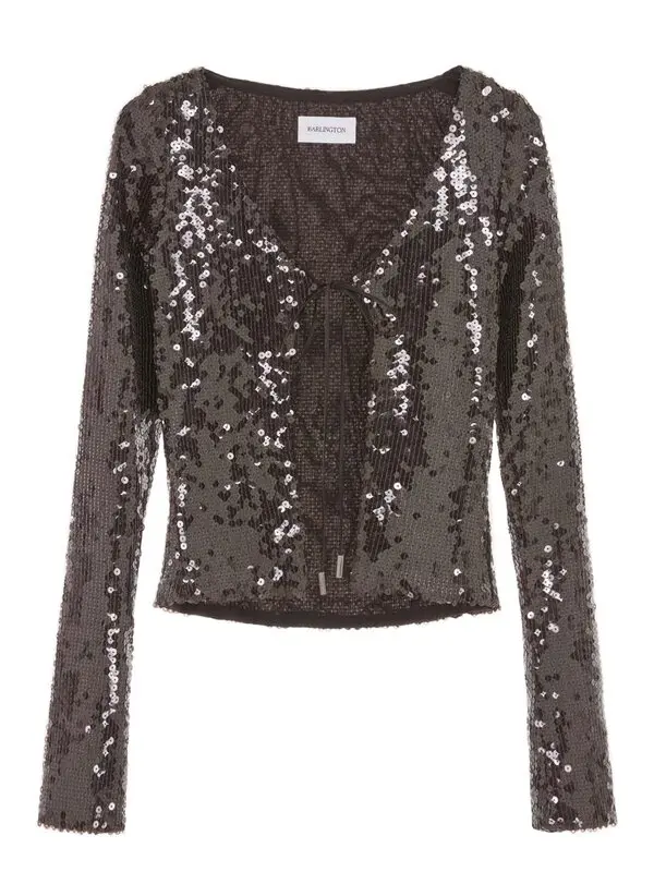 16Arlington Elin Sequin Cardigan - Chocolate