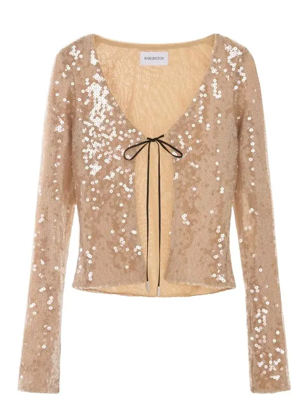 16Arlington Elin Sequin Cardigan - Nude