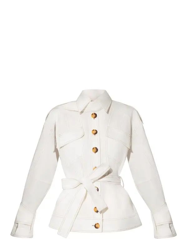 TIA DORRAINE Oversized Belted Trench Jacket - White