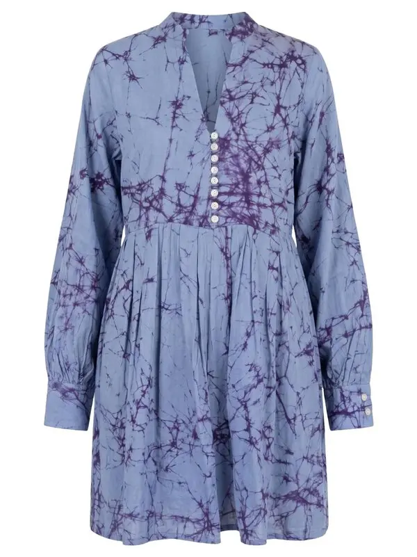 CELESTE MENDIS Midnight Bloom Batik Dress - Blue