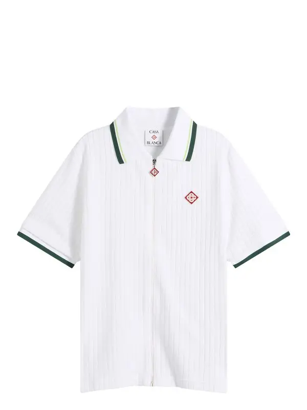 Casablanca Velour Zip Up Shirt - White