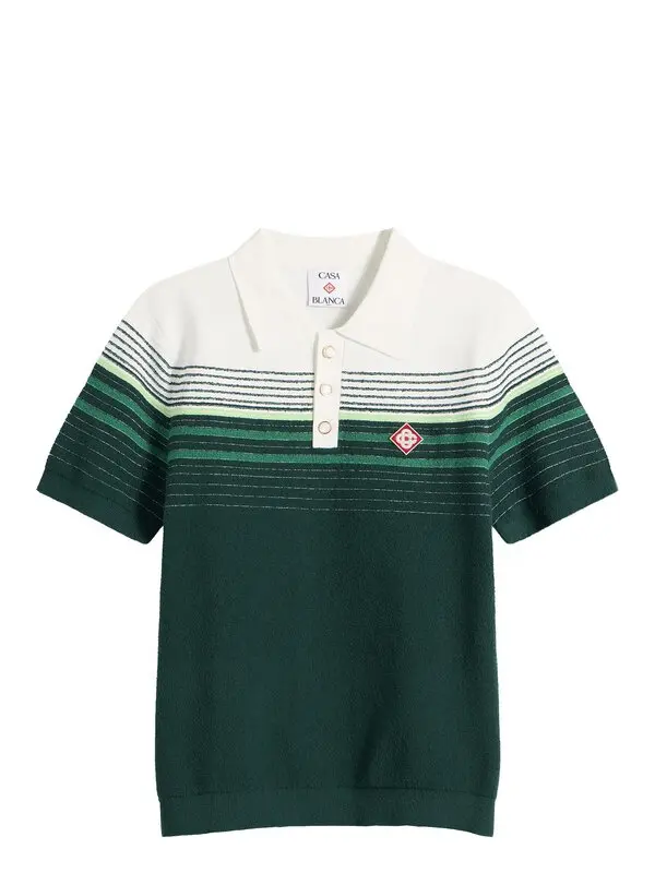 Casablanca Boucle Stripe Polo Shirt - Green