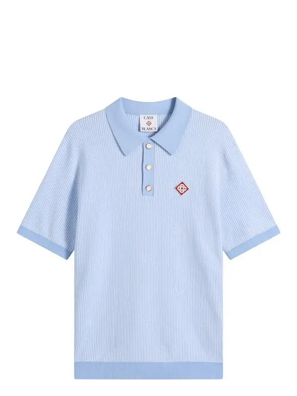 Casablanca Pinstripe Polo Shirt - Blue