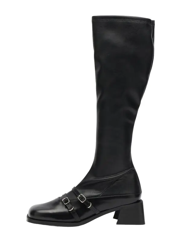 JUSTINE CLENQUET High Boots With Buckle Straps - Black