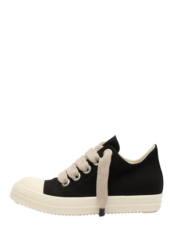 Rick Owens Low Top Sneakers With Exaggerated Laces - Black/milk/milk