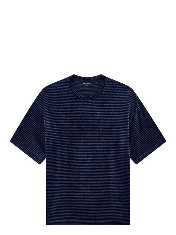 Giorgio Armani T-shirt Regular Fit In Striped Jacquard Chenille Jersey - Grey