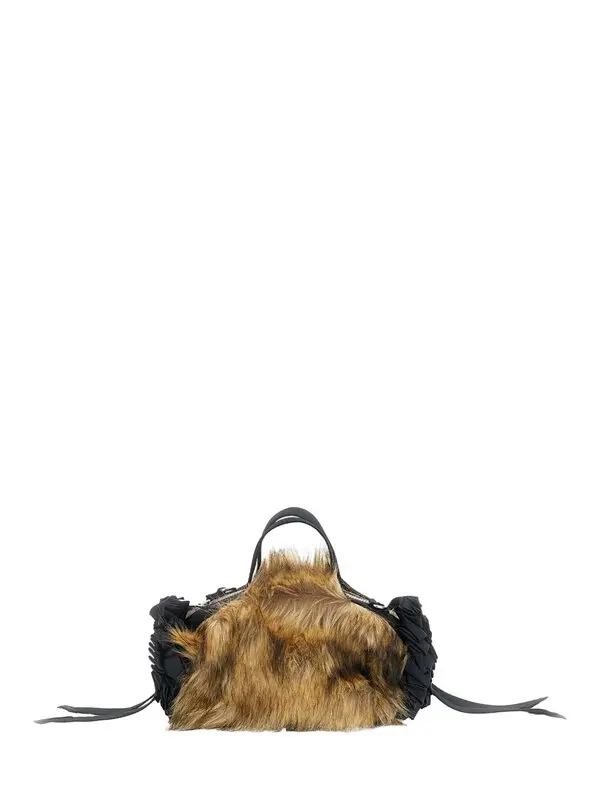 Simone Rocha Faux Fur Mini Handbag With Rosettes - Marrone