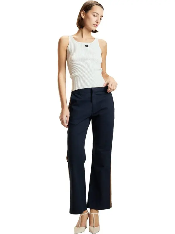 Cynthia Rowley Riley Side Stripe Cropped Flare Pants - Navy