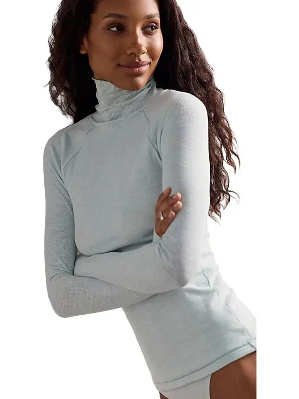 Free People Ribbed Turtleneck Top - Whirlpool