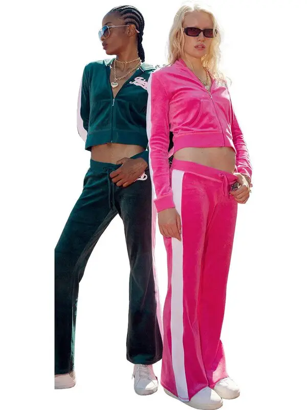 Juicy Couture Cotton Velour Track Pants - Bubblegum