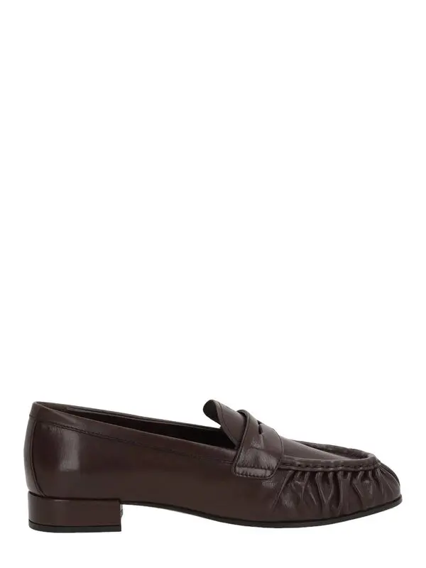 Prada Leather Penny Slot Loafers - Brown