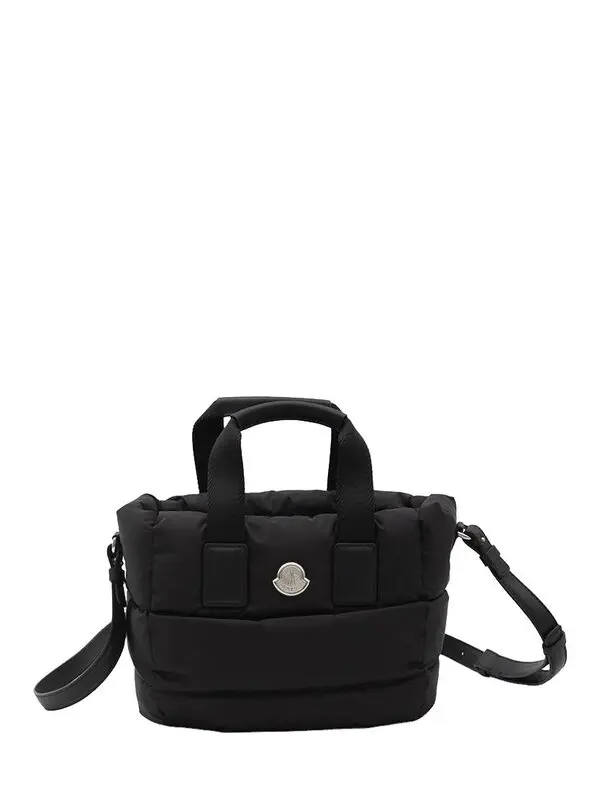 Moncler Padded Tote Bag With Top Handles And Shoulder Strap - Black