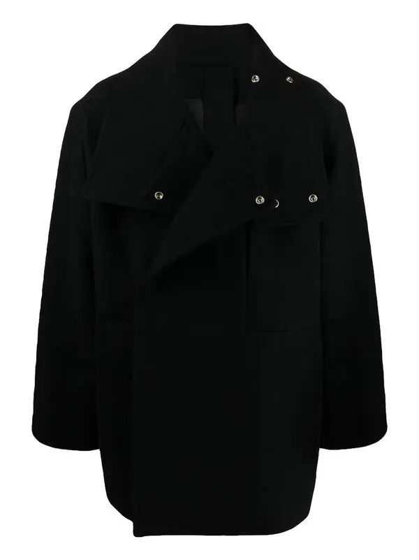 Rick Owens Virgin Wool Buckle Detail Coat - Black