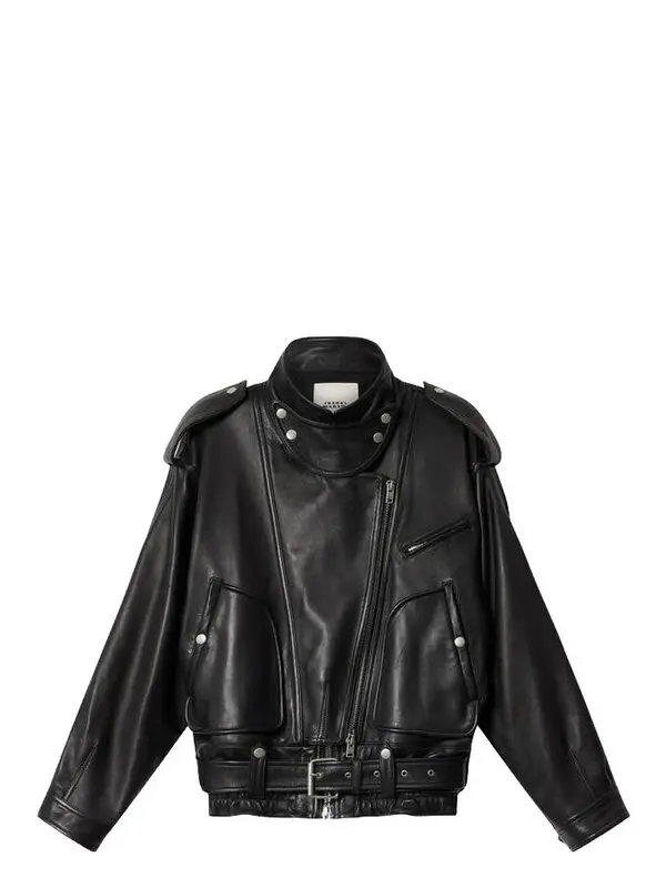 Isabel Marant Étoile Leather Asymmetrical Zip Jacket - Black