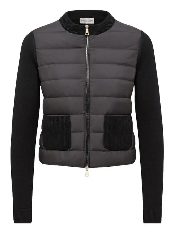 Moncler Padded Panelling Knitwear Cardigan - Black