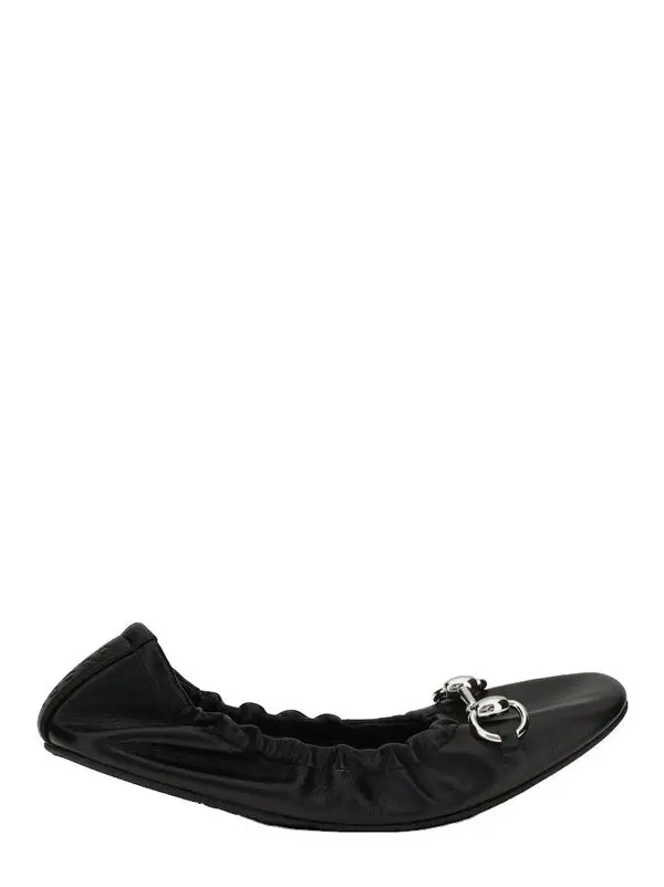 Gucci Leather Ballet Flats With Horsebit Detail - Black