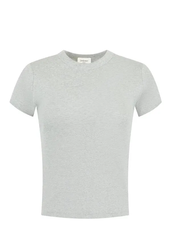 Saint Laurent Grey Marl Effect Cotton T-shirt - Gray
