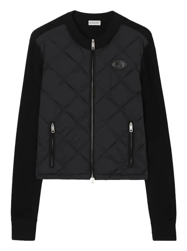 Burberry Quilted Ripstop Nylon And Wool Bomber Jacket - Black