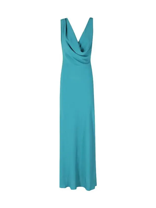 Andamane Sleeveless Cowl Neck Floor-length Gown - Blue