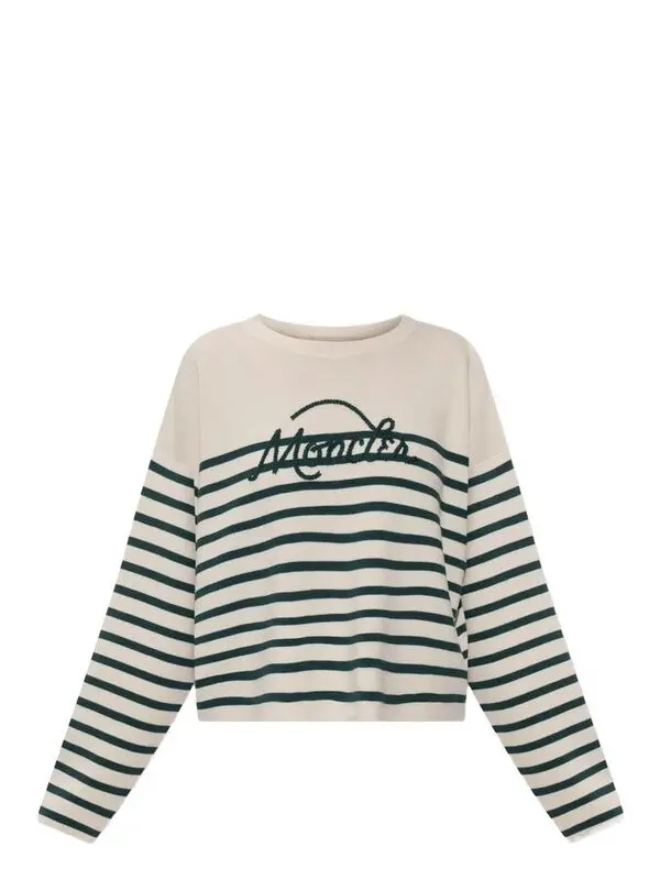 Moncler Wool Crew Neck Long Sleeve Striped Knitwear - Cream