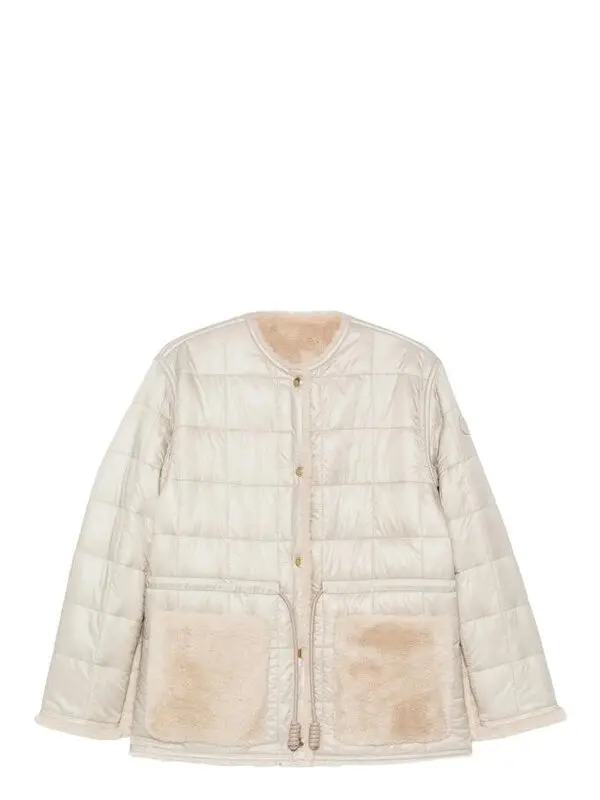 Moncler Quilted Jacket With Faux Fur Panels - Cream