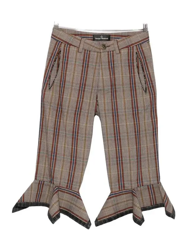 VIVIENNE WESTWOOD Cropped Trousers With Ruffled Hem - Cream