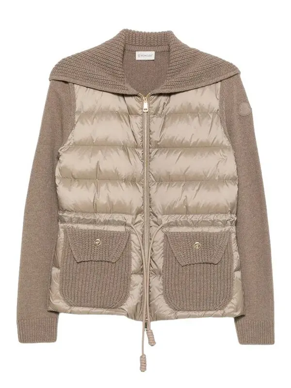 Moncler Knitwear Cardigan With Padded Front - Brown
