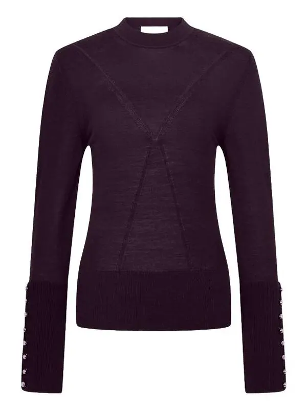 Rabanne Fine Knit V-neck Jumper With Jewel Button Detail - Purple