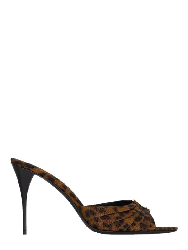 Saint Laurent Stiletto Mules With Cassandre Logo - Brown