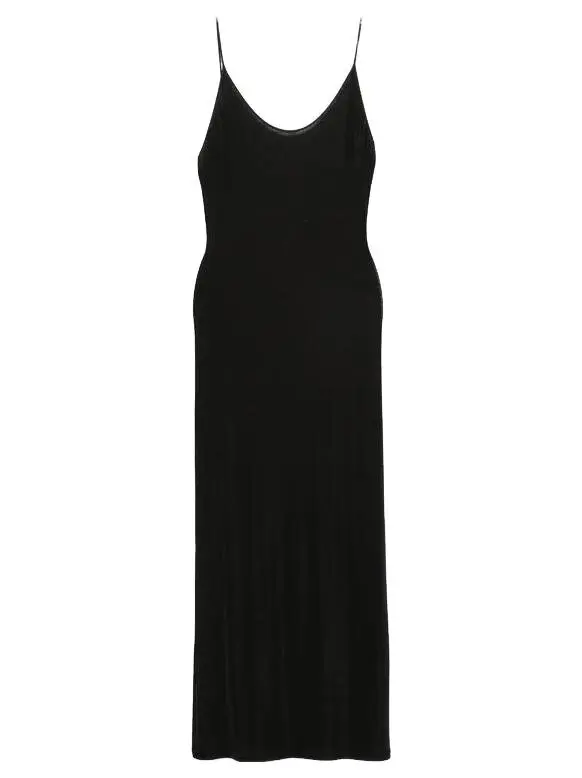 Saint Laurent Viscose-blend Evening Dress With Chain Detail - Black