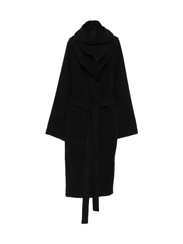 Rick Owens Oversized Belted Virgin Wool Coat - Black
