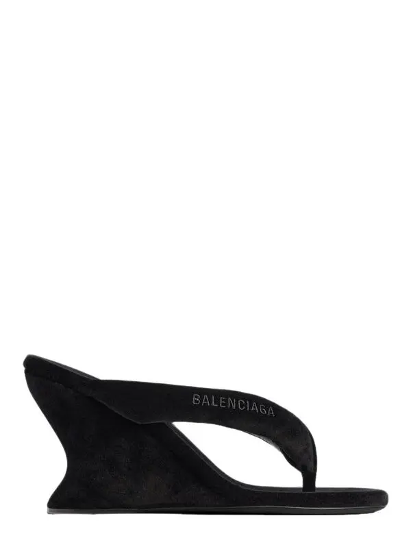 Balenciaga Wedge Heel Thong Sandals - Black