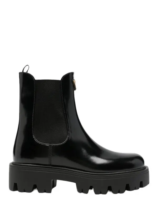 Prada Leather Lug Sole Chelsea Boots - Black