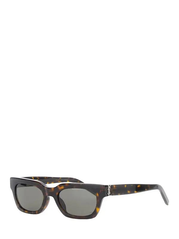 Saint Laurent Square Sunglasses With Tortoiseshell Pattern And Silver-tone Monogram Detail - Brown