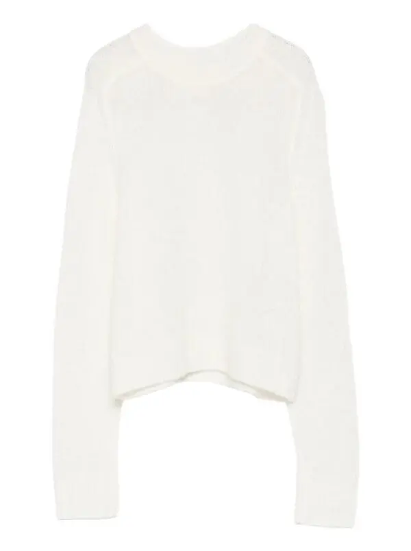 LISA YANG Cream Crew Neck Long Sleeve Silk Cashmere Knitwear Jumper - White