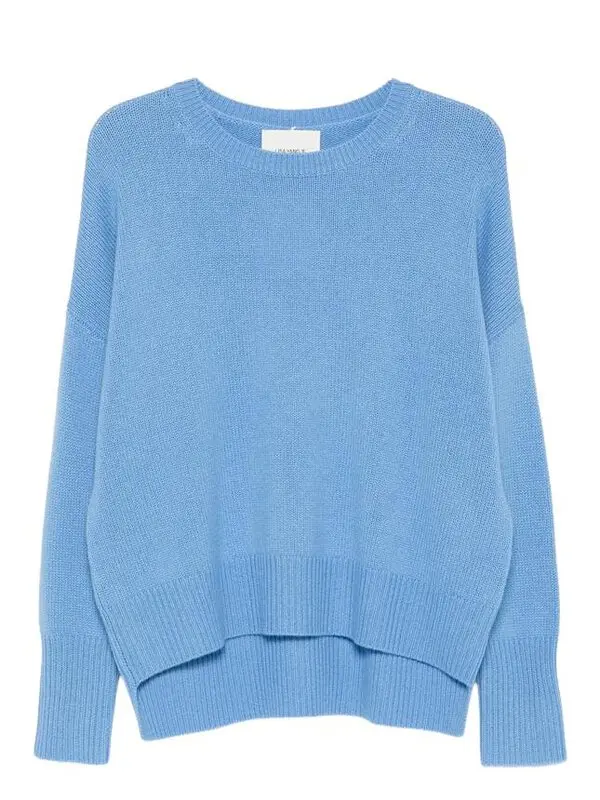 LISA YANG Azure Cashmere Ribbed Knit Crew Neck Sweater - Blue