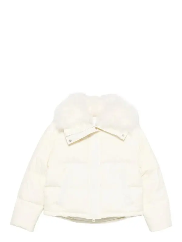 YVES SALOMON Padded Fur Trimmed Down Jacket - Cream