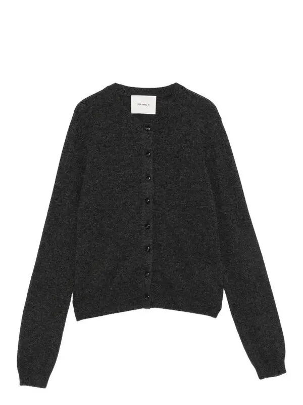 LISA YANG Dark Grey Cashmere Crew Neck Cardigan - Gray