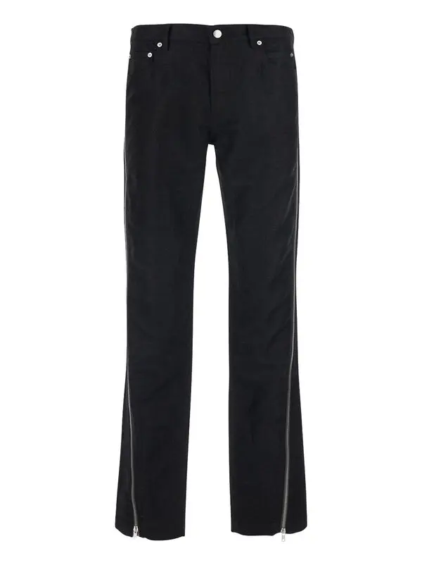 Rick Owens Vega Black Wool Blend Pants With Openable Side Zippers - Multicolor