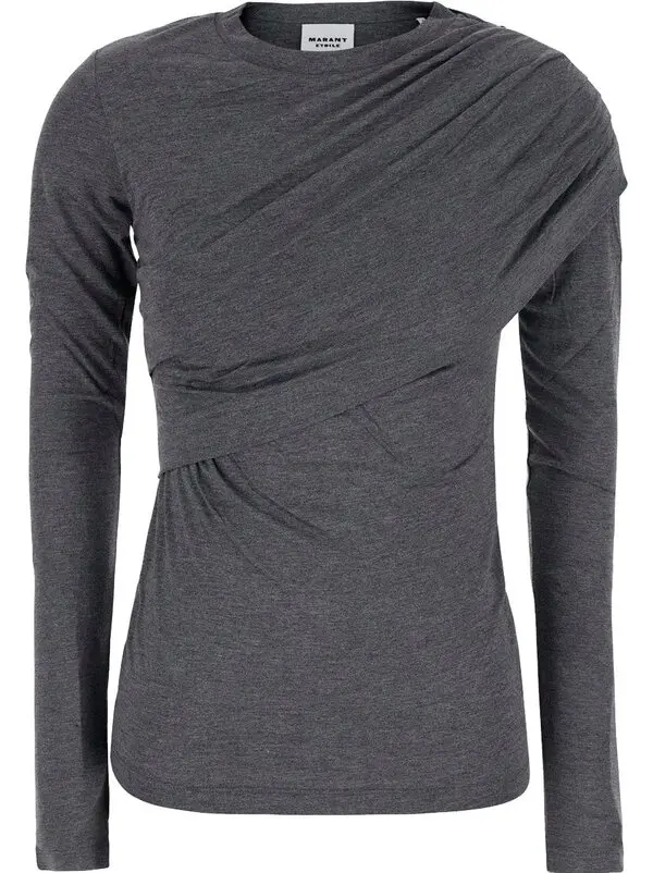 Isabel Marant Étoile Long Sleeve Draped Blouse - Gray